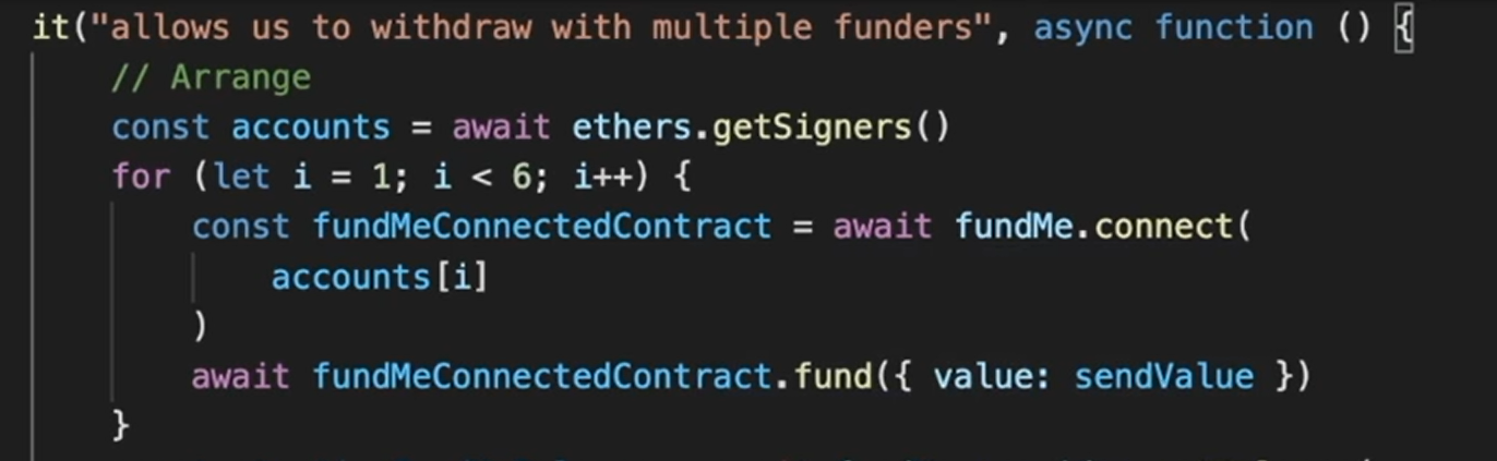 Lesson 7: Don't understand fundMe.connect(//signer) · smartcontractkit full-blockchain-solidity ...