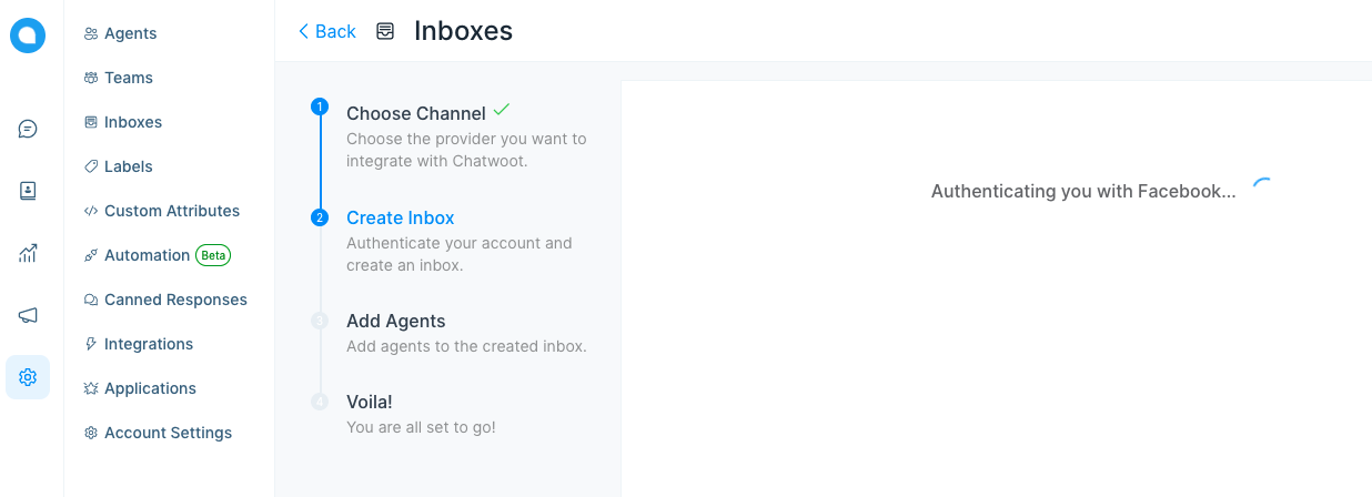 stop at linking with Facebook · Issue #5147 · chatwoot/chatwoot · GitHub