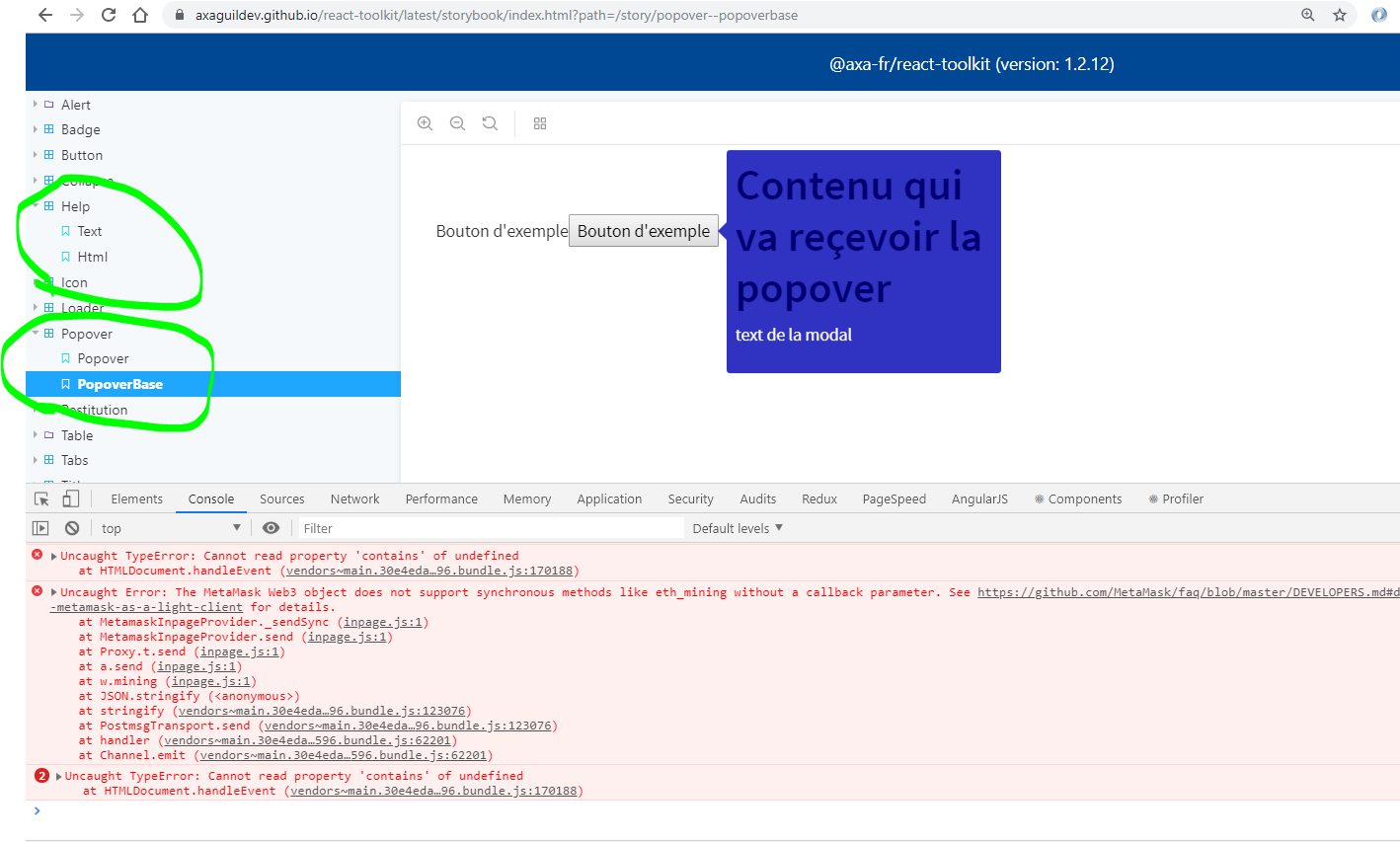 [popover] Multiple Errors In Console · Issue 360 · Axafrance React Toolkit · Github