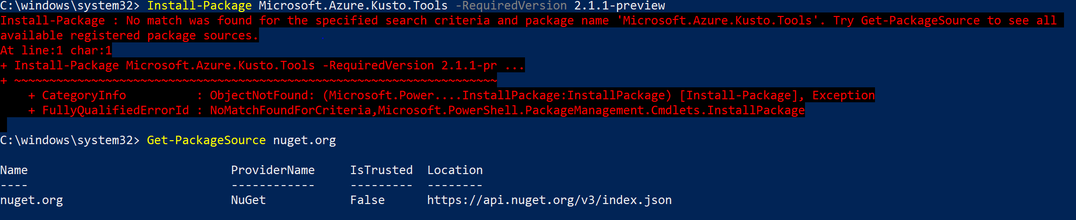 Packages cannot be installed from nuget.org V3 Source Location · Issue #428 · OneGet/oneget · GitHub