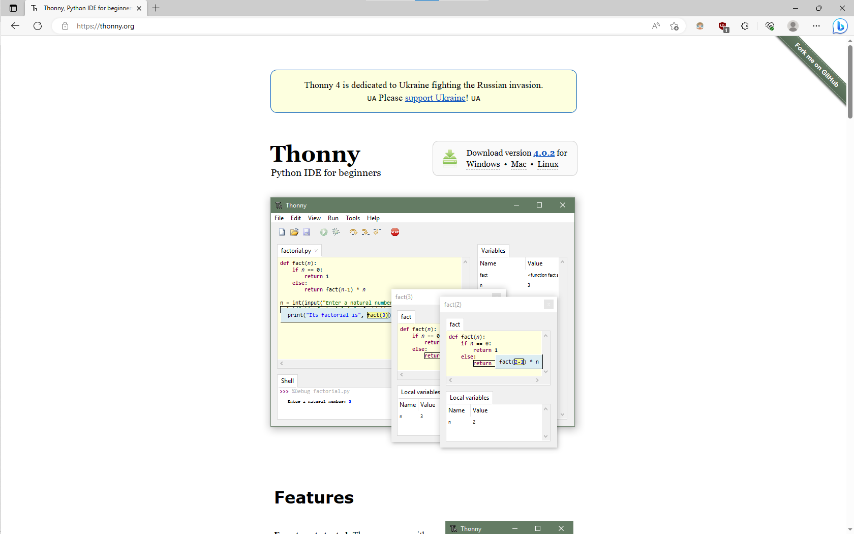 consider using GitHub corner over older GitHub ribbon · Issue #9 · thonny/thonny-webpage · GitHub