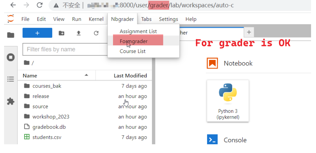 Cannot HIDE the formgrader for students (docker version) · Issue #4284 · jupyterhub/jupyterhub ...
