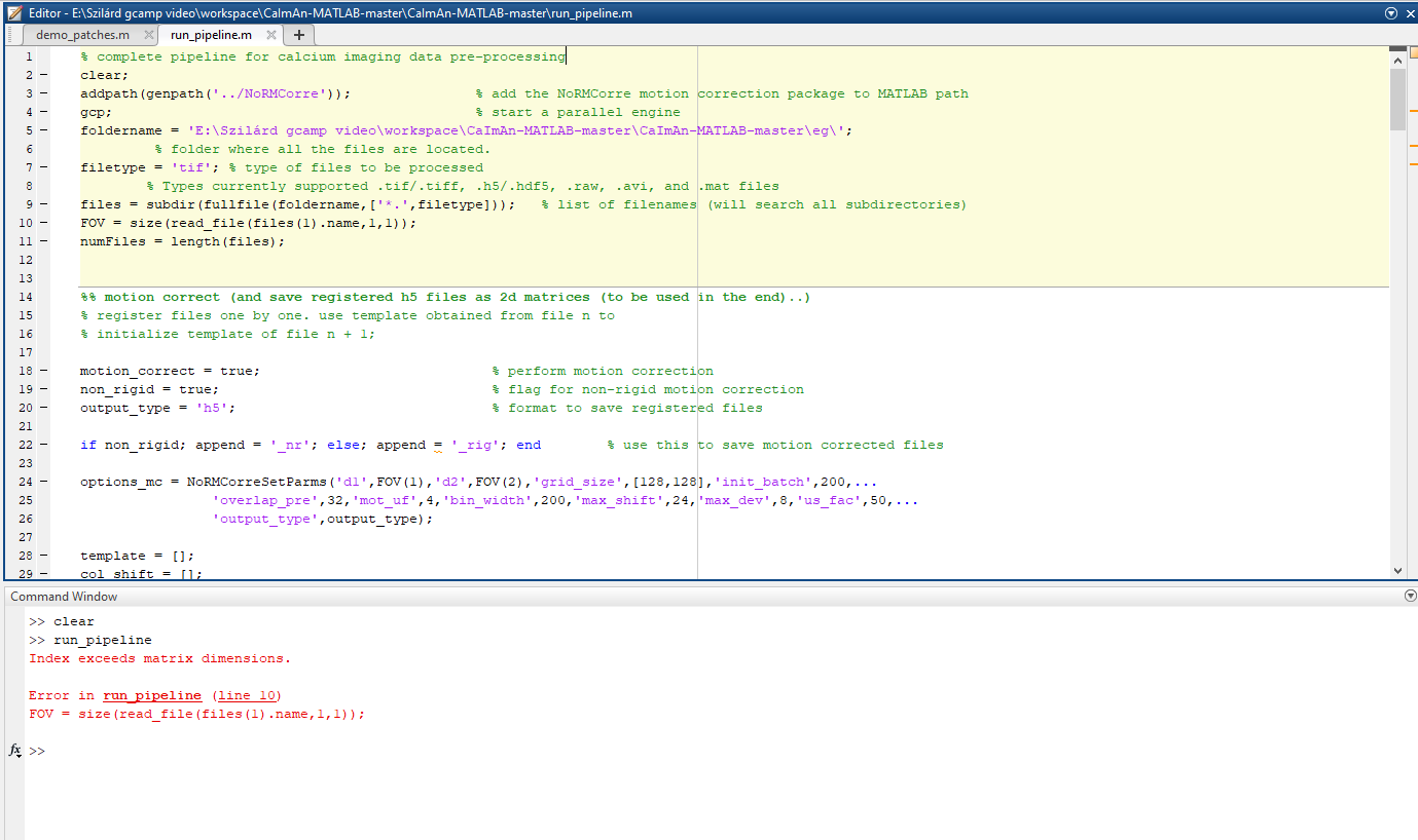 run_pipeline error · Issue #79 · flatironinstitute/CaImAn-MATLAB · GitHub