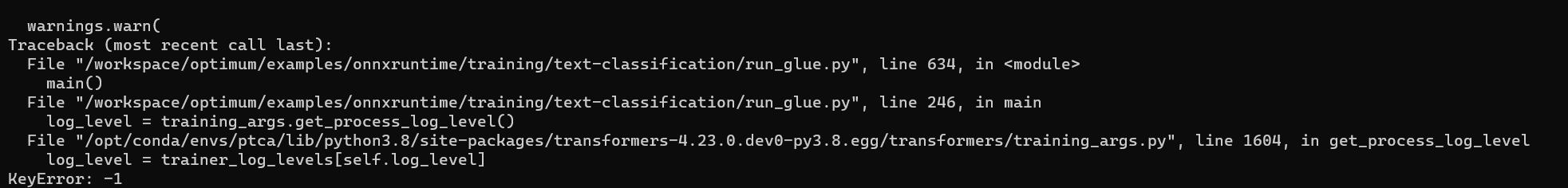 "self.log_level" required to be string instead of int, while optimum convert it into int in ...