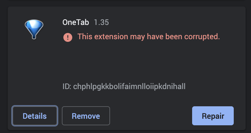 Breaks the extension? · Issue #1 · pullup/OneTab-Night-Mode · GitHub