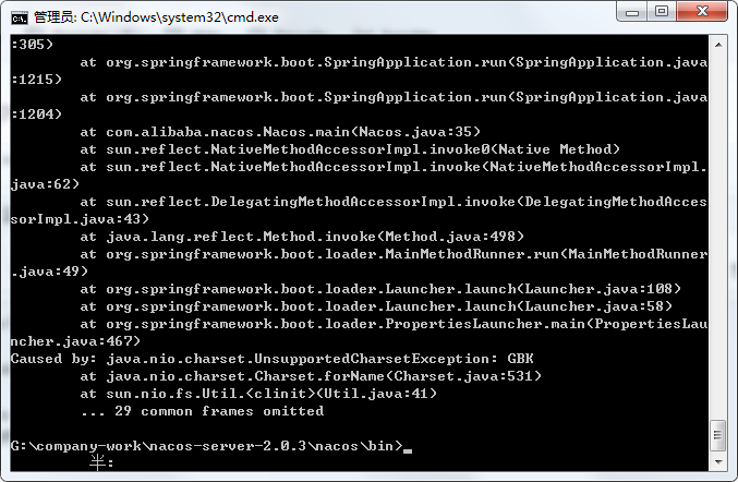 Nacos20启动报javaniocharsetunsupportedcharsetexception Gbk · Issue 9225 · Alibabanacos · Github