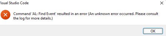 AL: Find Event crashes · Issue #6844 · microsoft/AL · GitHub