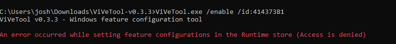 Unable to set feature configurations in the Runtime store (Access is denied) · Issue #98 ...