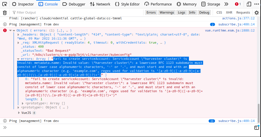 Provisioning new cluster with invalid name cause UI hang · Issue #5334 · rancher/dashboard · GitHub