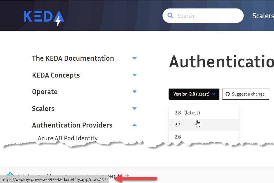 Version dropdown for authentication providers uses wrong URL · Issue #941 · kedacore/keda-docs ...