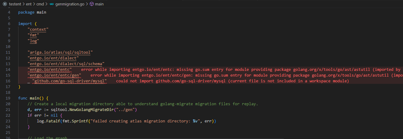 missing go.sum entry for module providing package · Issue #3638 · ent/ent · GitHub