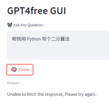 Unable to fetch the response, Please try again. · Issue #528 · xtekky/gpt4free · GitHub
