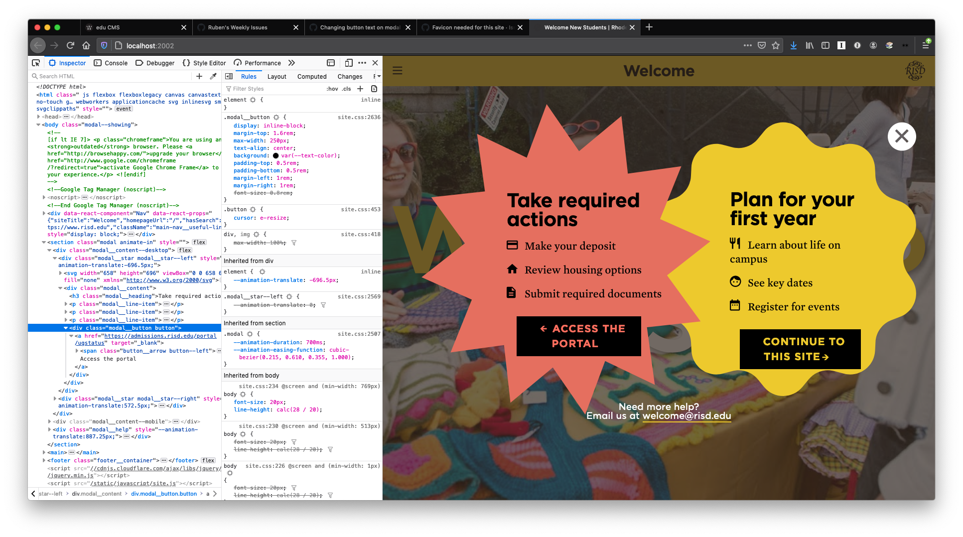 Changing button text on modal · Issue #21 · risd/risd-congratulations-v2 · GitHub