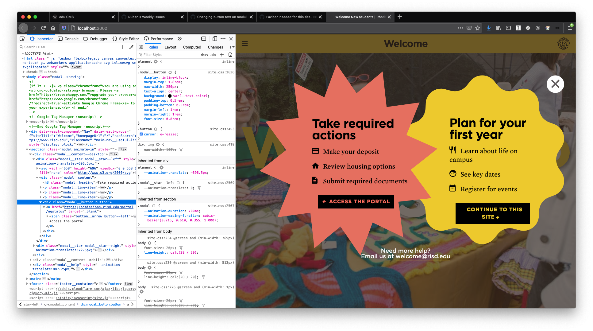 Changing button text on modal · Issue #21 · risd/risd-congratulations-v2 · GitHub