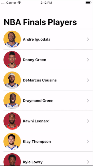 GitHub - boldlion/NBA: SwiftUI List Demo app. It shows a list (table ...