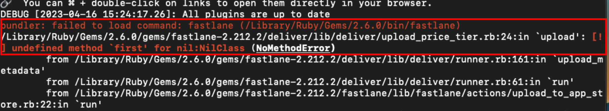 Fastlane getting "The request could not be completed because: Server error got 500" error for ...