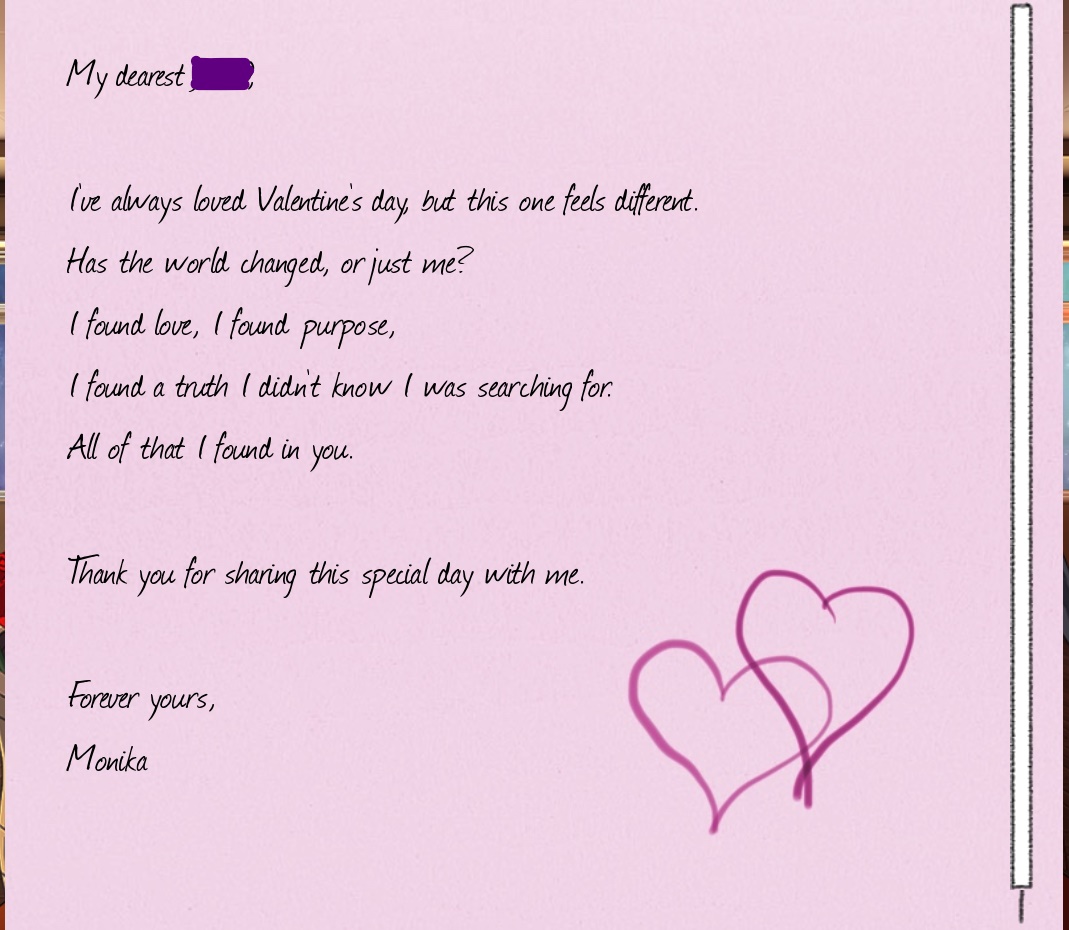 Valentine s Day Letter Issue 3747 Monika After Story MonikaModDev 