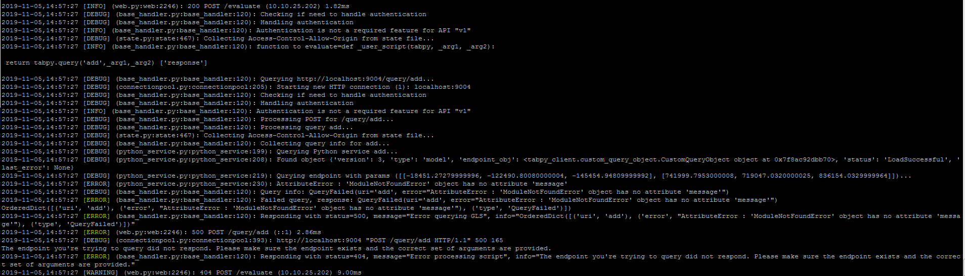 Tabpy-Linux - The endpoint you're trying to query did not respond. · Issue #357 · tableau/TabPy ...