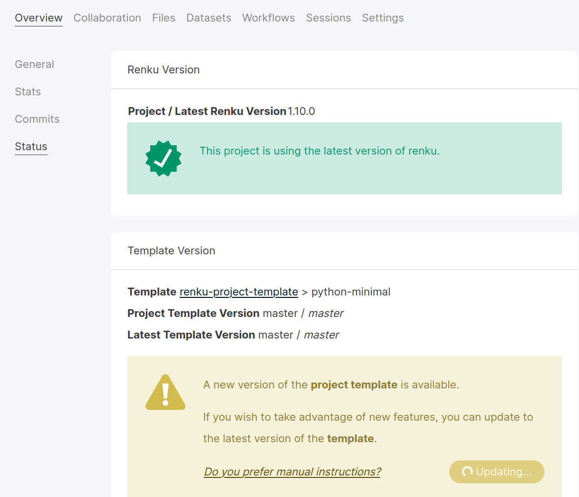 🔶 Rework the project status page · Issue #2315 · SwissDataScienceCenter/renku-ui · GitHub
