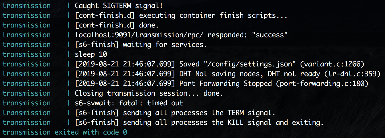 Can't exit transmission cleanly when using custom RPC settings · Issue #80 · linuxserver/docker ...