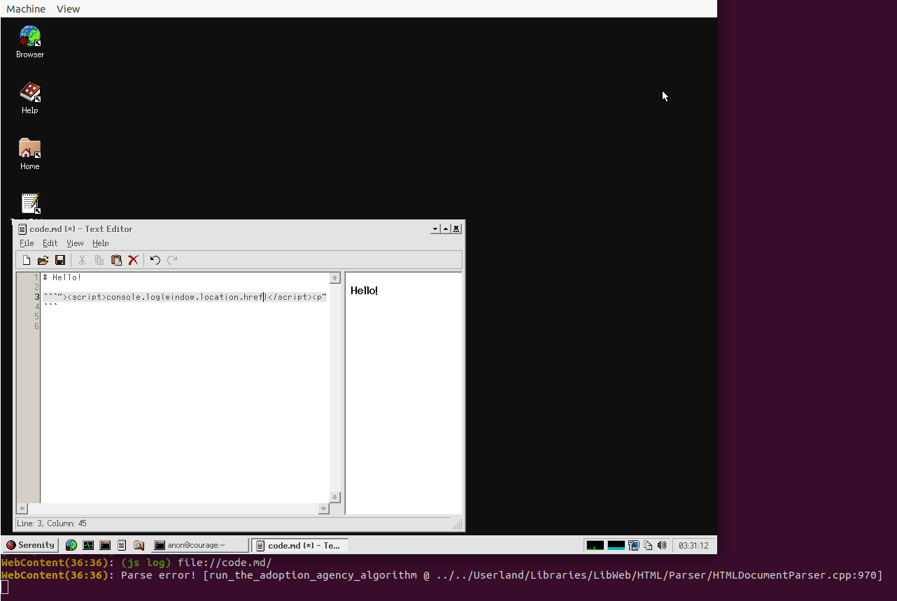 LibMarkdown: CodeBlock: render_to_html: language_style is not validated; may crash WebContent ...