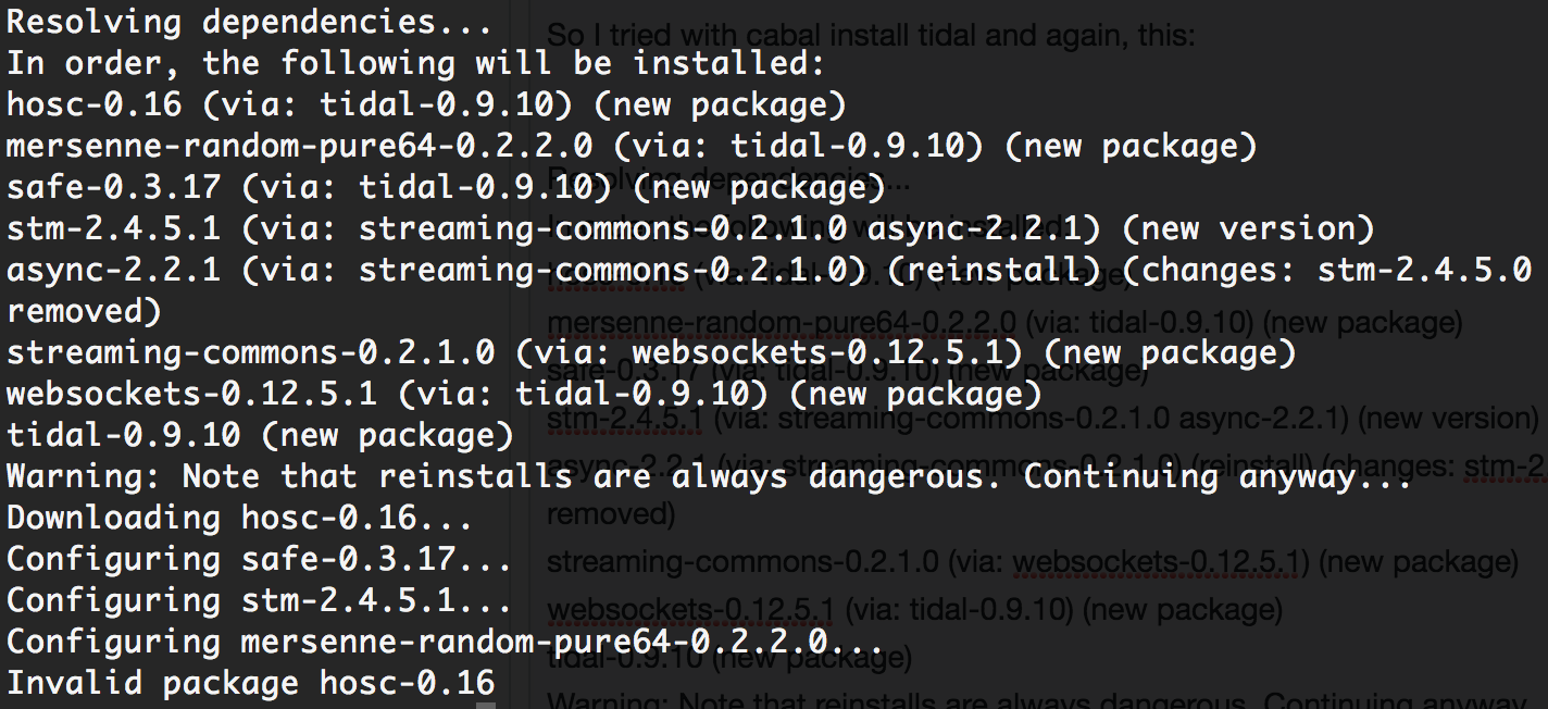 Can't update Tidal (problems with hosc-0.16?) · Issue #343 · tidalcycles/Tidal · GitHub