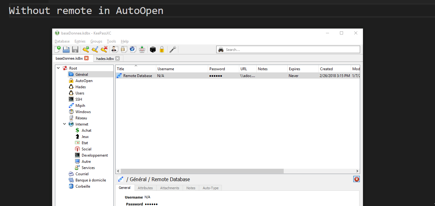 AutoOpen + second database on remote disk · Issue #2589 · keepassxreboot/keepassxc · GitHub