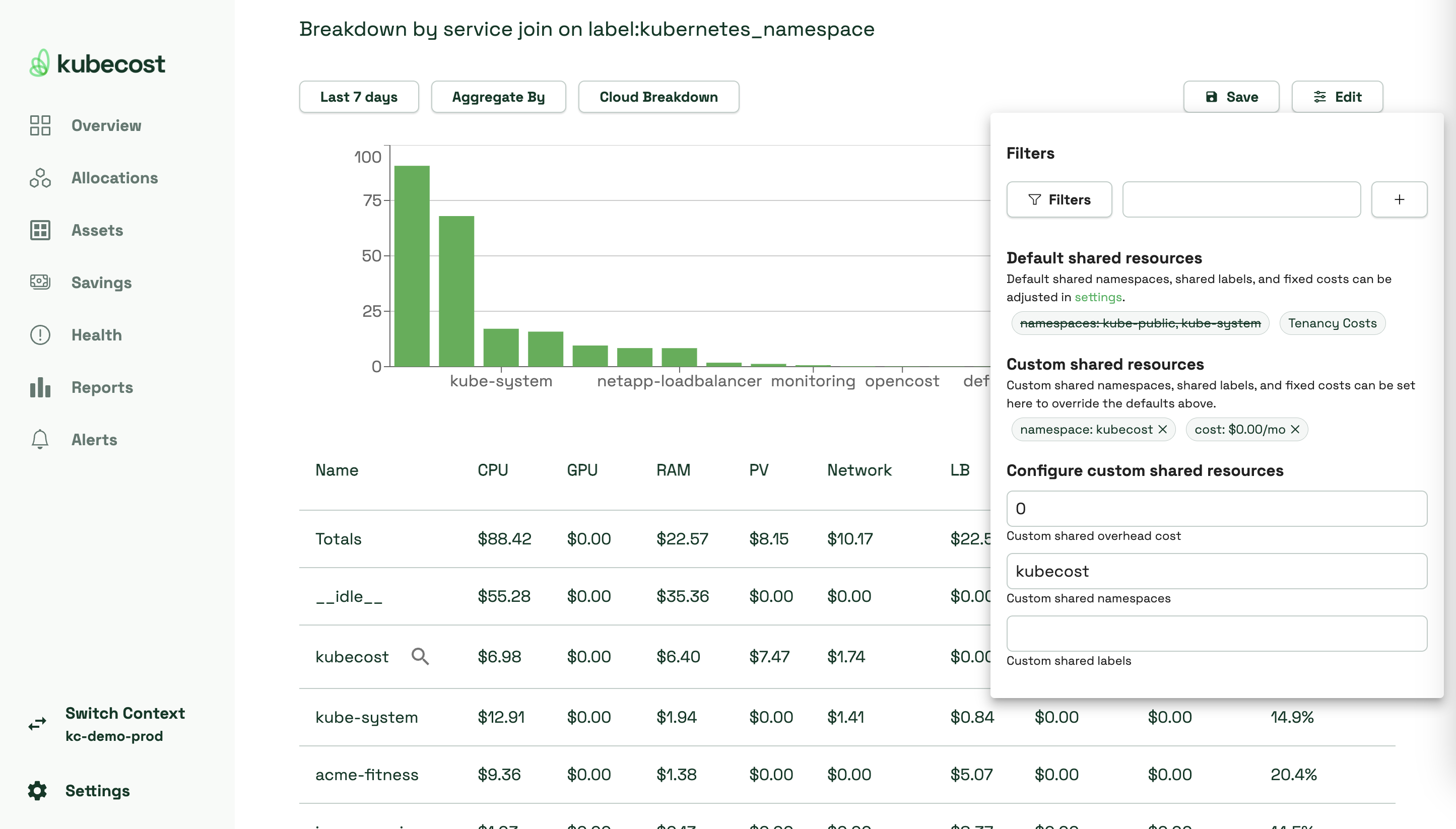 Shared Assets Not Appearing On Advanced Report · Issue 2022 · Kubecost Cost Analyzer Helm Chart