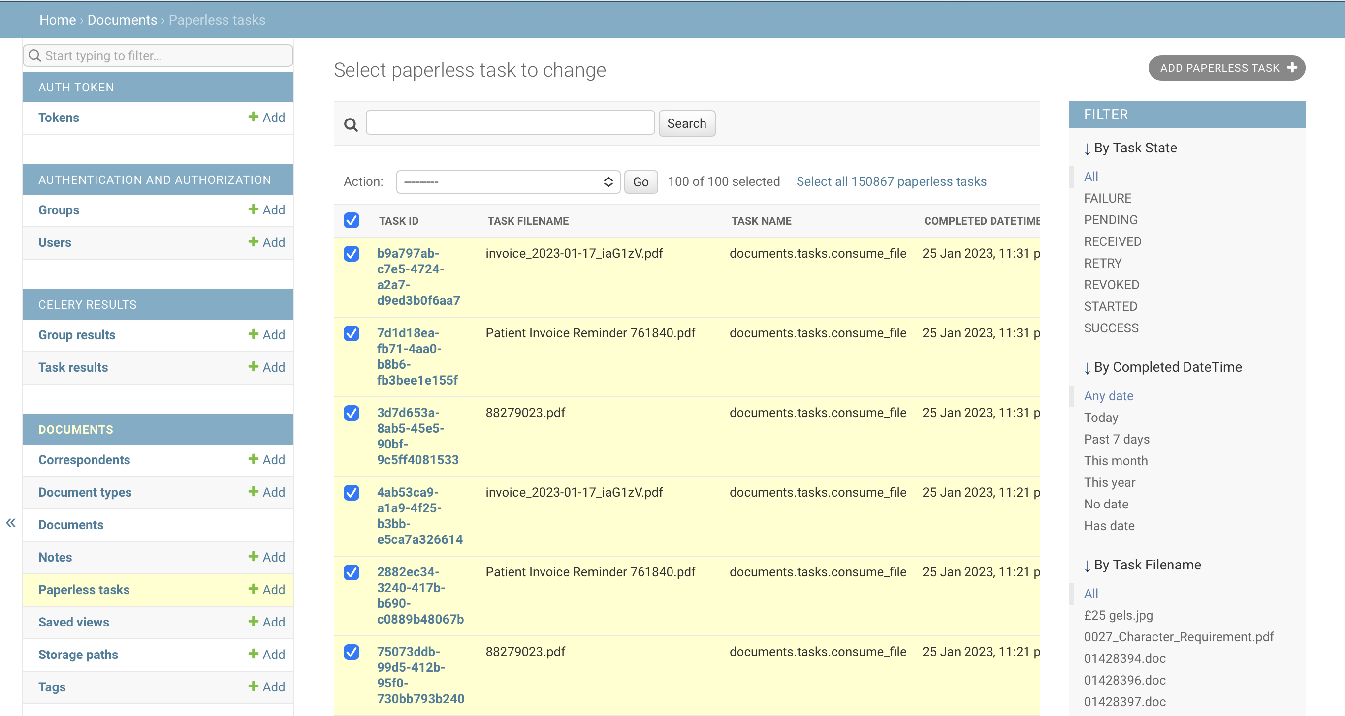 [BUG] unable to see and clear tasks via UI · Issue #3279 · paperless-ngx/paperless-ngx · GitHub