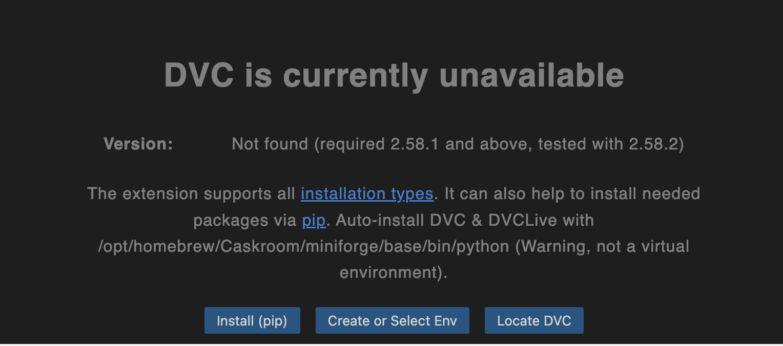 Improve DVC Setup "DVC is Unavailable" step · Issue #3935 · iterative/vscode-dvc · GitHub