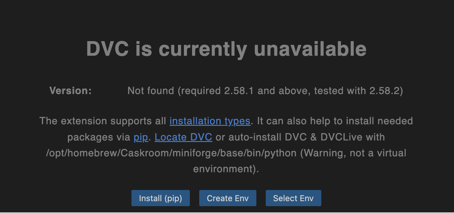 Improve DVC Setup "DVC is Unavailable" step · Issue #3935 · iterative/vscode-dvc · GitHub