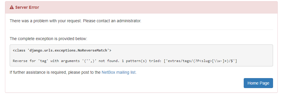 Error when trying to navigate to organization > tags · Issue #3079 · netbox-community/netbox ...