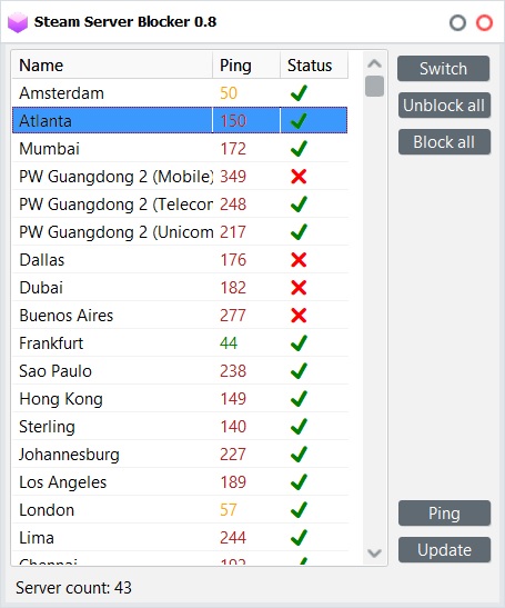 GitHub - wanips7/SteamServerBlocker: A program for blocking Steam servers (sending data).