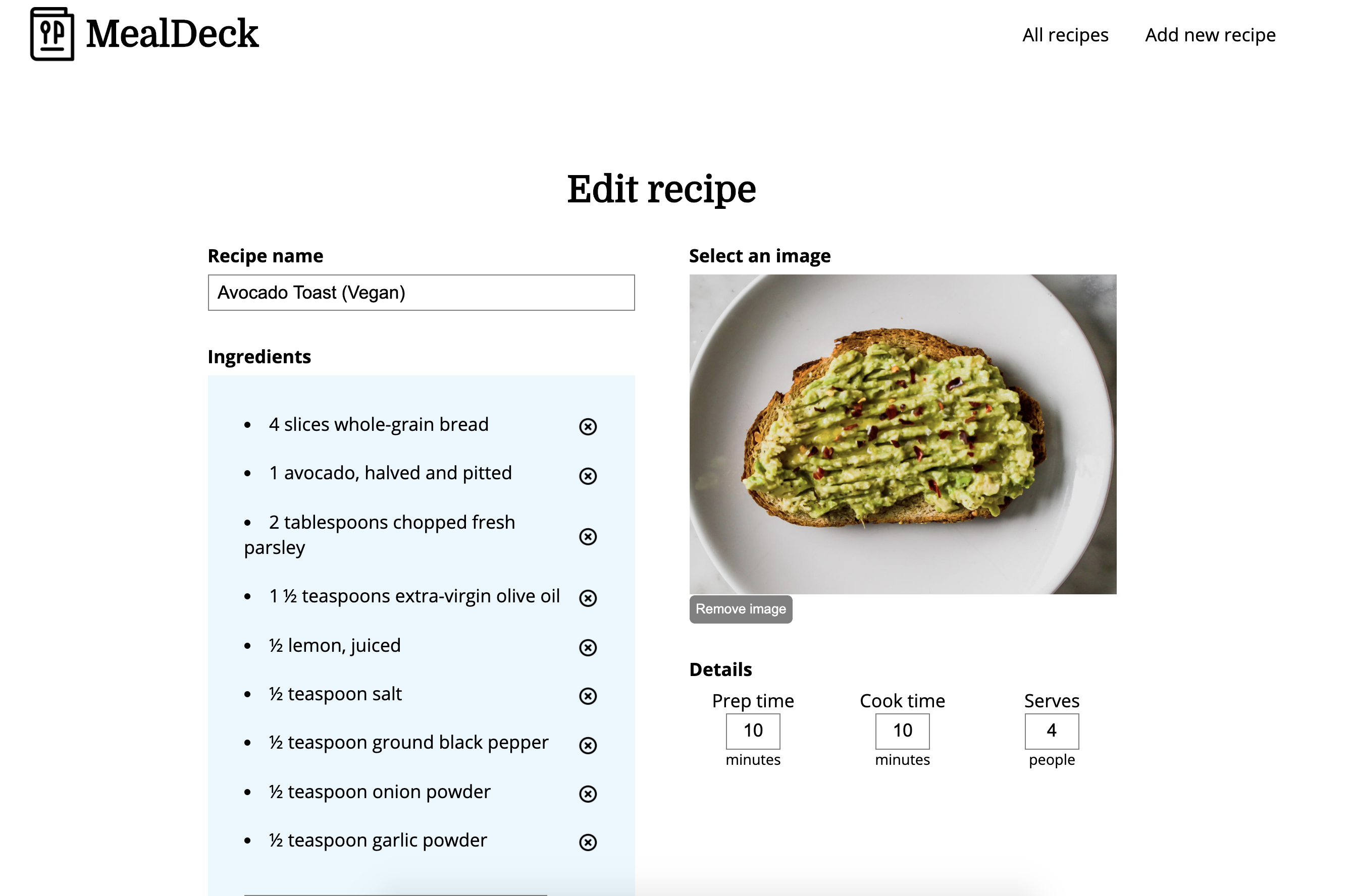 GitHub - edlsto/recipe-creator: MealDeck is a recipe creator/organizer ...