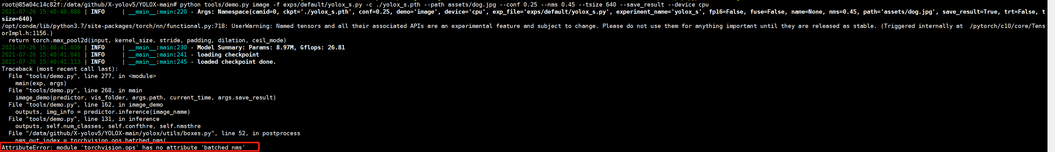 执行demo预测时，报错attributeerror Module Torchvisionops Has No Attribute Batchednms · Issue 165 0201