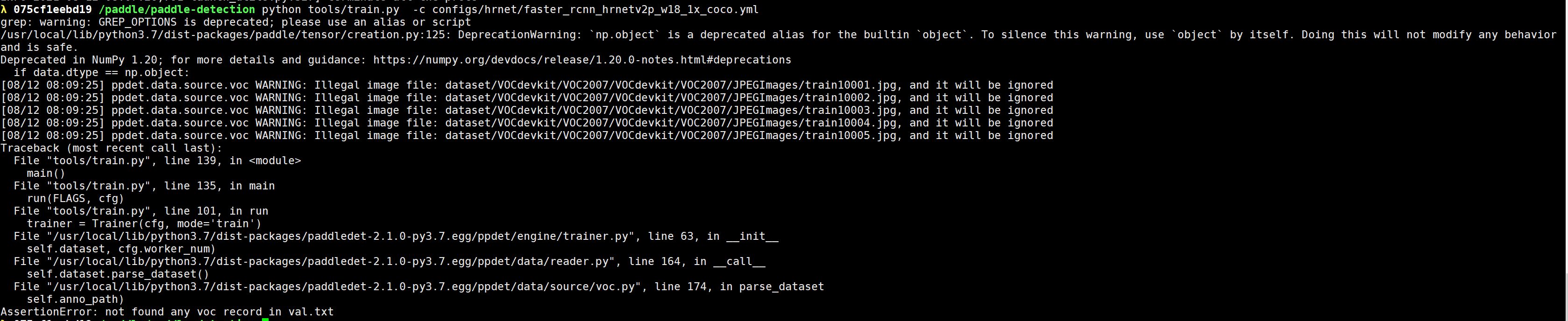 训练报错 · Issue #3961 · PaddlePaddle/PaddleDetection · GitHub