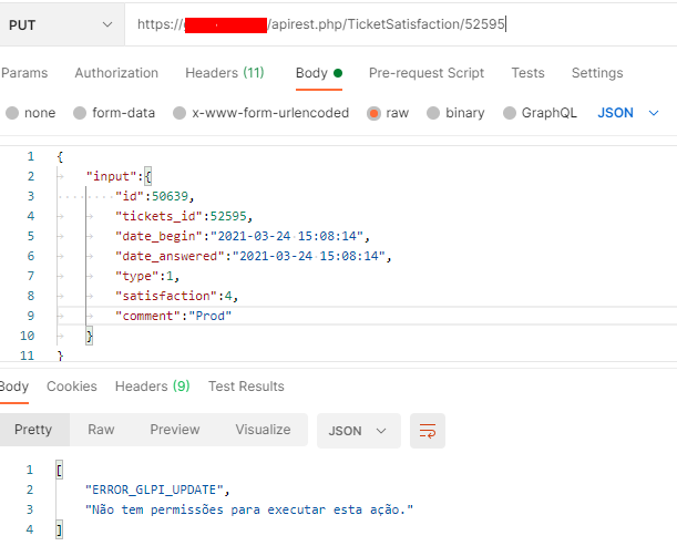 953 Api Error Using Put Method For Satisfaction · Issue 8869 · Glpi Projectglpi · Github 