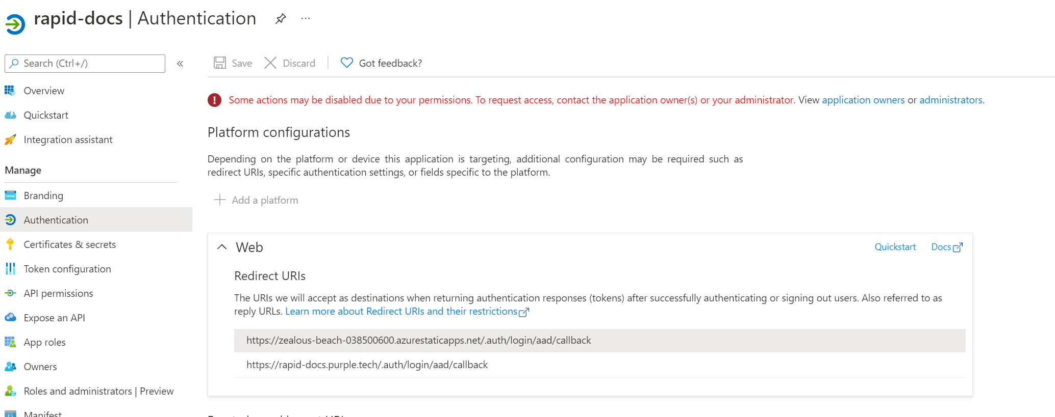 Static Web App Using Aad Custom Auth Fails To Finish Redirect Flow At