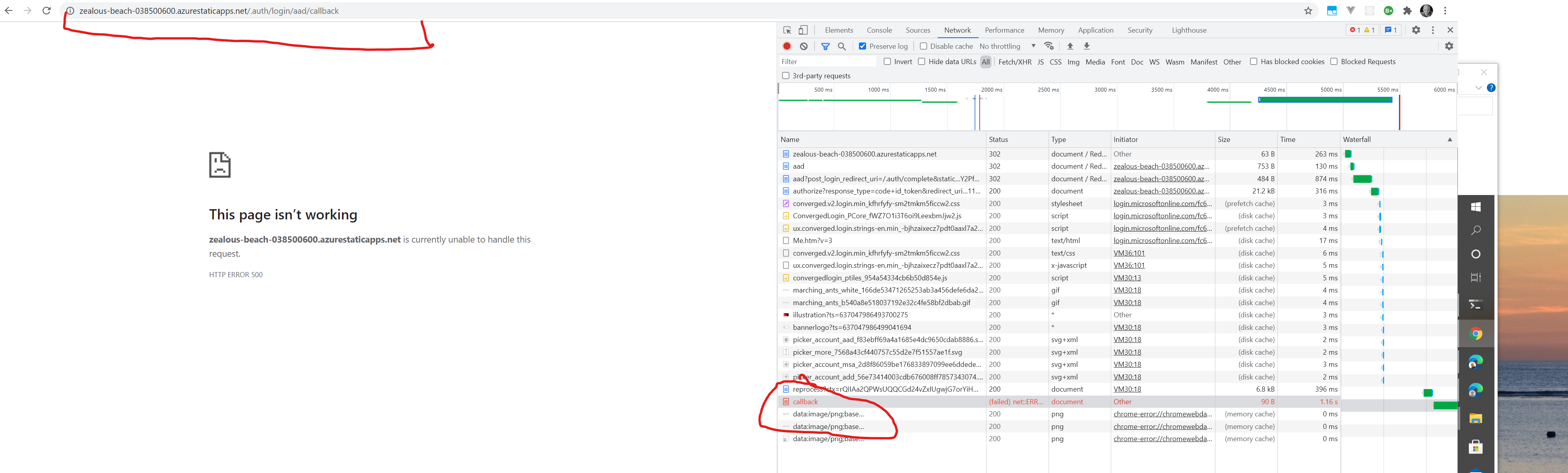 Static Web App Using Aad Custom Auth Fails To Finish Redirect Flow At