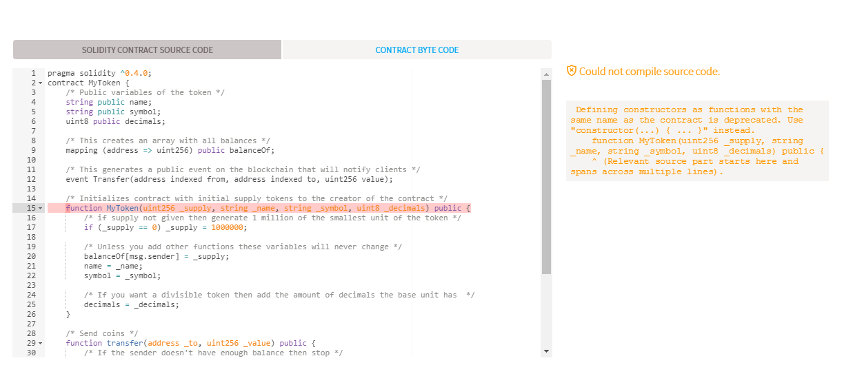 Defining constructors as functions is deprecated · Issue #6 · chrisdannen/Introducing-Ethereum ...