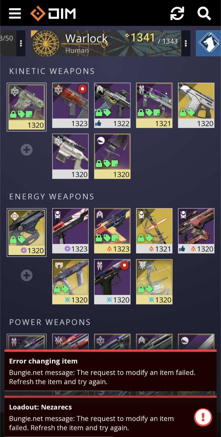 DIM Loadout Error · Issue #7406 · DestinyItemManager/DIM · GitHub