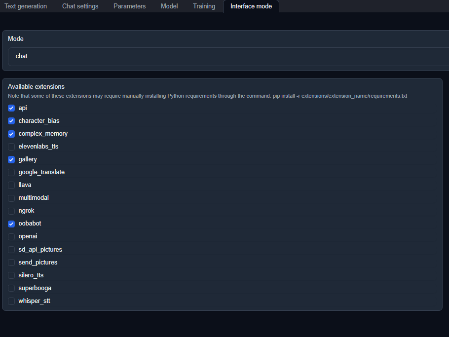Activated Extensions To Appearing In Ui Issue Oobabooga Text Generation Webui