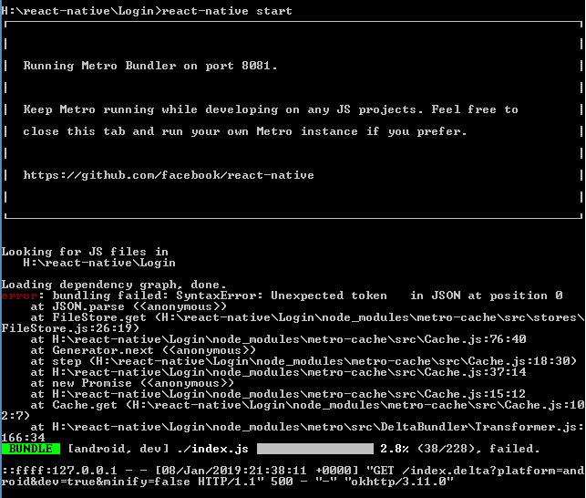 Error Bundling Failed Syntaxerror Unexpected Token In Json At Position 0 At Jsonparse