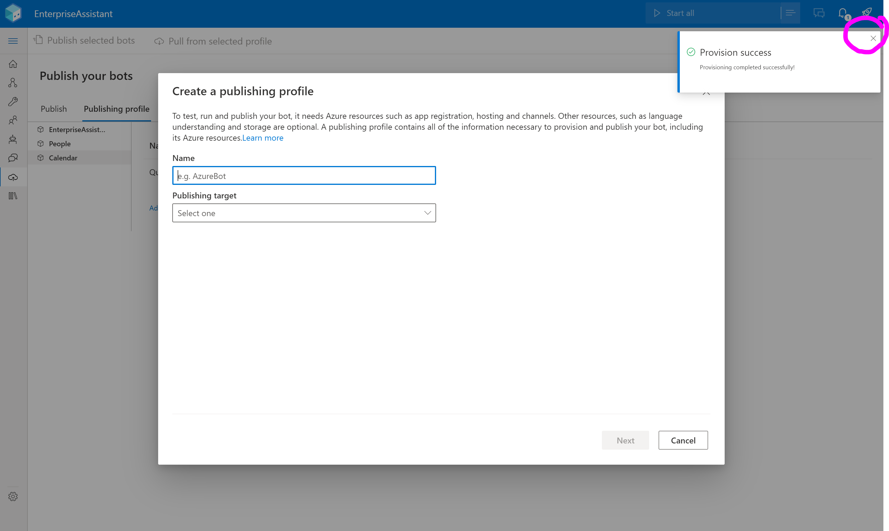 notification message can't be closed when publish pop-up is open ...
