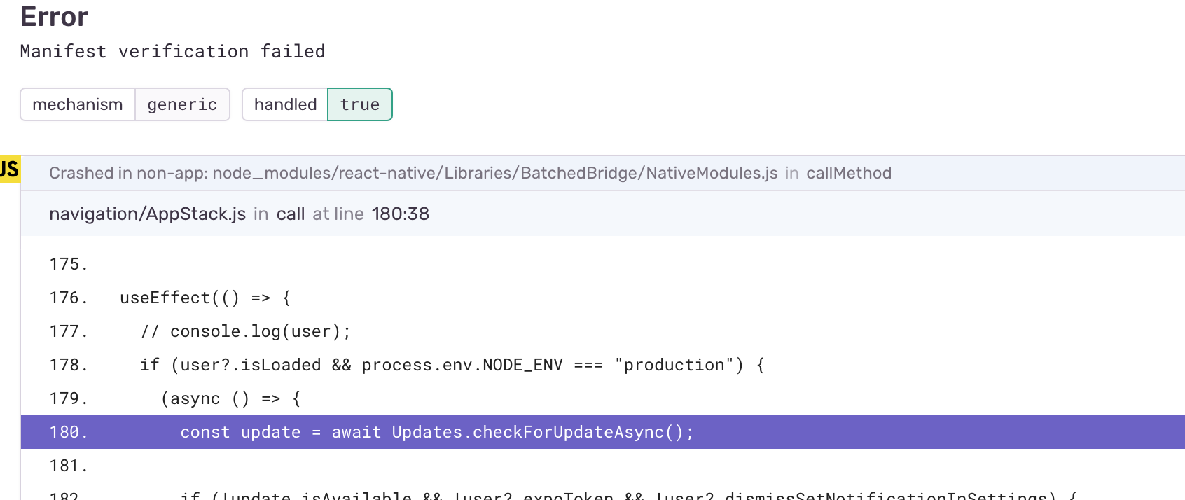 Updates.checkForUpdateAsync() crashes when phone disk space is full ...