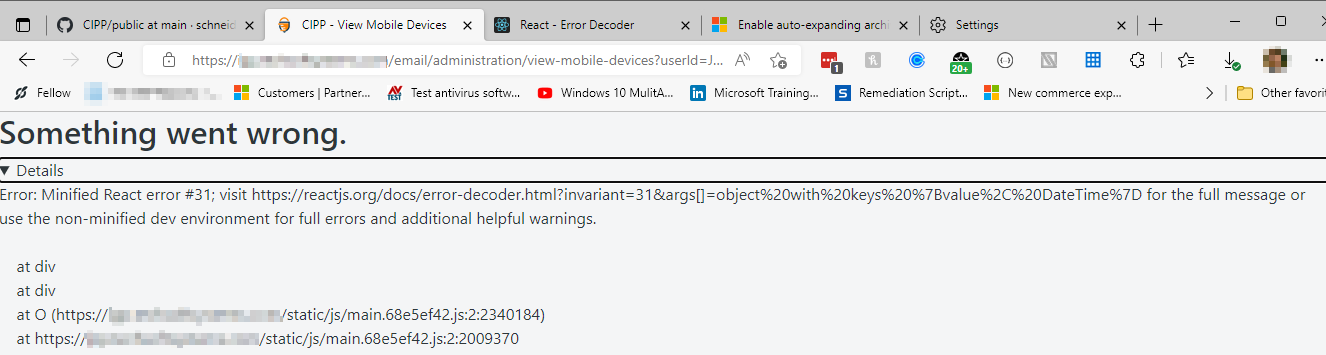 BUG: View Mobile Devices on Mailbox not working · Issue #964 · KelvinTegelaar/CIPP · GitHub