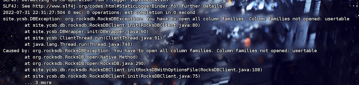 Ycsb “ You Have To Open All Column Families Column Families Not Opened Usertable” · Issue