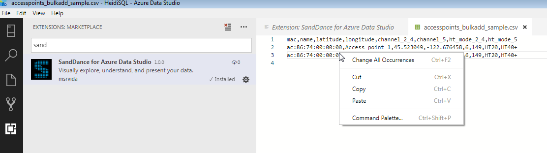 Cannot view a CSV file in Azure Data Studio · Issue #32 · microsoft/SandDance · GitHub