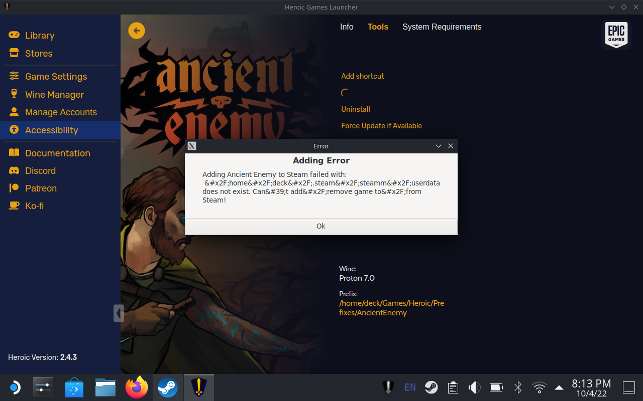 Unicode doesn't display correctly in error when using Add To Steam with invalid steam path ...