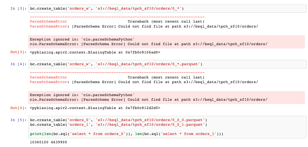 [BUG] Wildcard in S3 file paths · Issue #206 · BlazingDB/blazingsql · GitHub